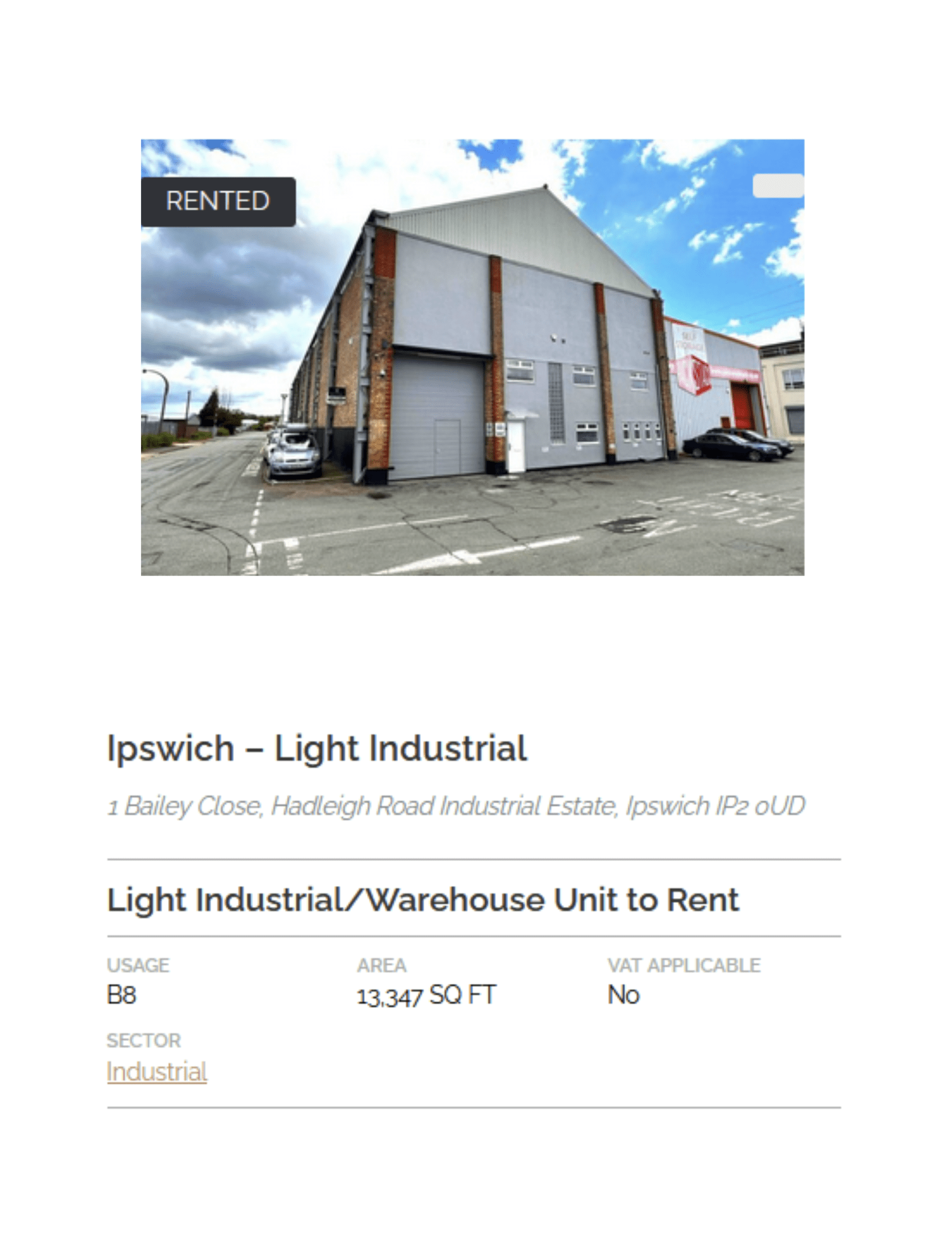 COMPLETED LEASE - Unit 1 Bailey Close, Hadleigh Road Industrial Estate, Ipswich IP2 0UD | Blue ...