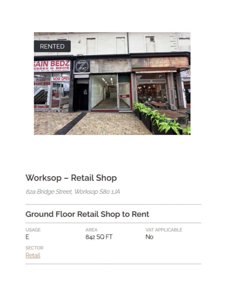 COMPLETED LEASE - 62a Bridge Street, Worksop S80 1JA | Blue Alpine