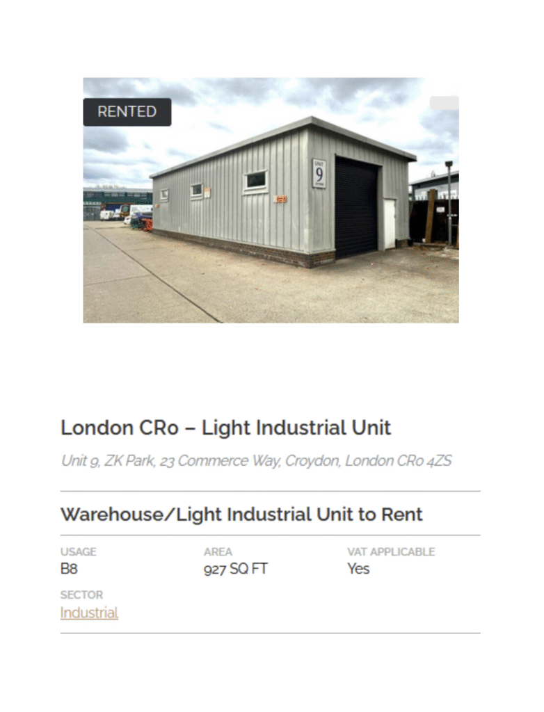 COMPLETED LEASE - Unit 9, ZK Park, 23 Commerce Way, Croydon, London CR0 ...